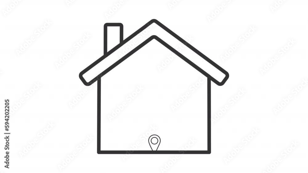 Home location linear animation. Map pointer. House searching. Property ...