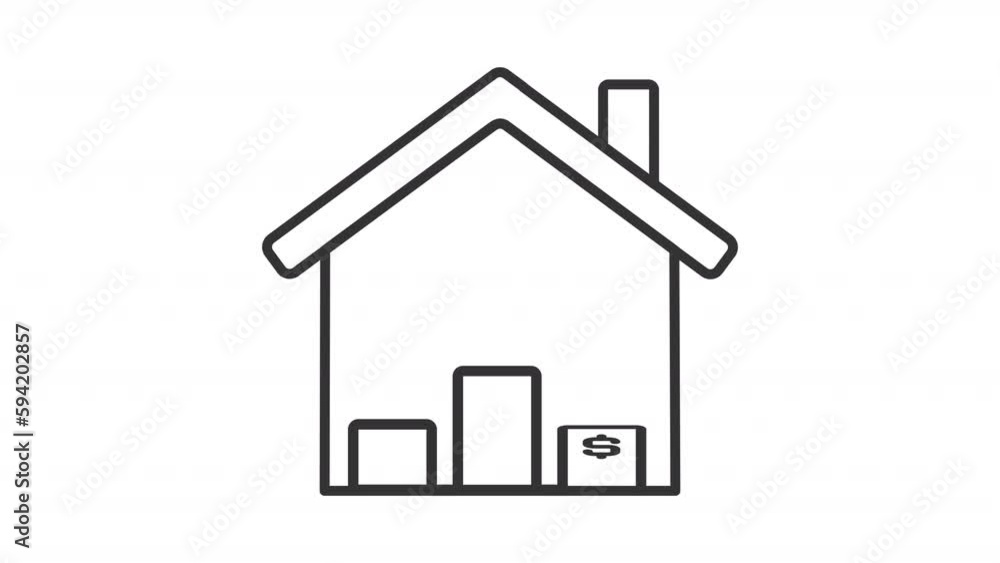 Housing market growth line animation. Rising property value. Real ...