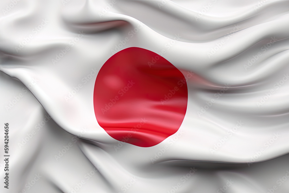 red circle and white background, waving the national flag of Japan ...