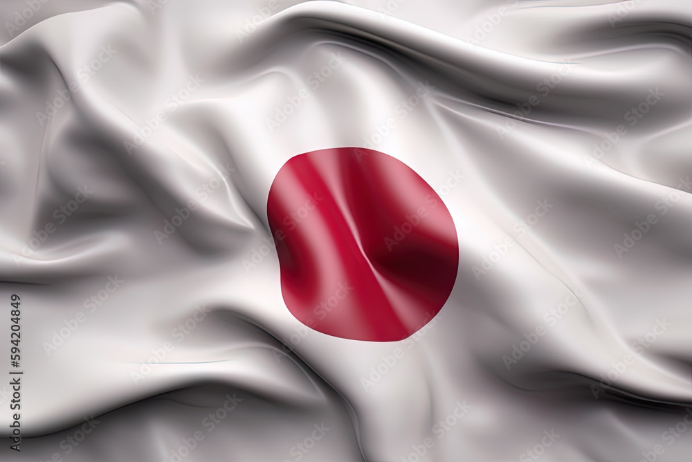 red circle and white background, waving the national flag of Japan ...