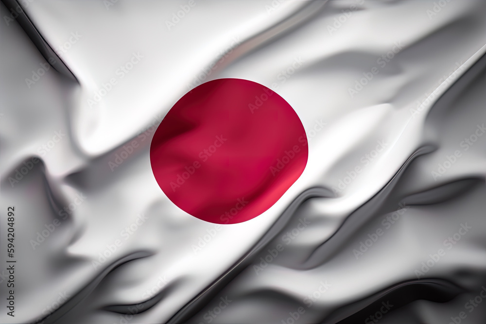 red circle and white background, waving the national flag of Japan ...
