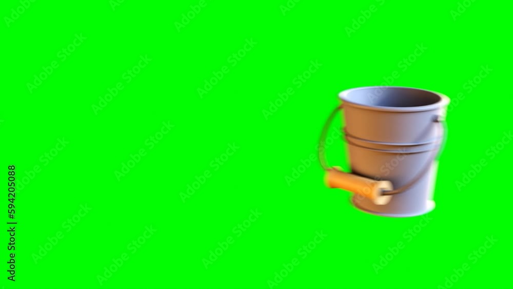 3d model of a metal bucket on a green screen Stock ビデオ | Adobe Stock