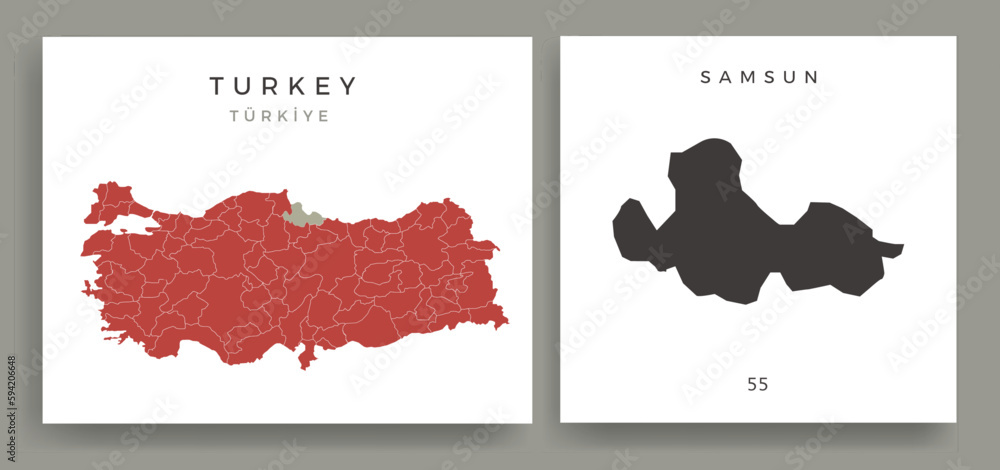 Turkey cities map provinces red vector illustration. Perfect for ...