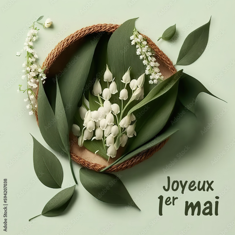 Labor Day poster and banner template with lily of the valley on green ...