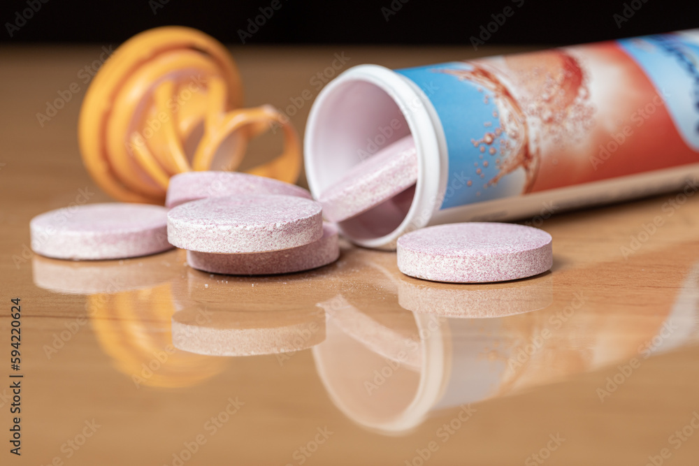 Multivitamin effervescent tablets. Soluble tablets of vitamin C ...