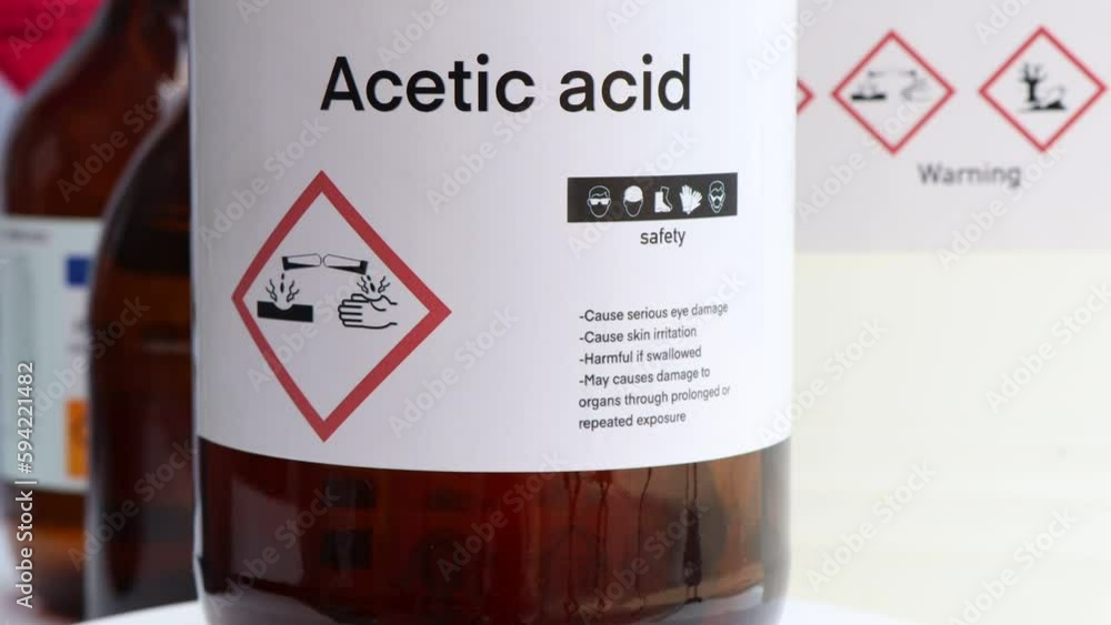 acetic acid, Hazardous chemicals and symbols on containers, chemical in ...