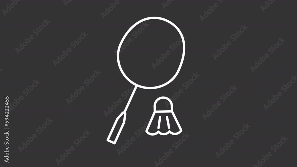 Vidéo Stock Badminton white line animation. Racquet hits shuttlecock ...