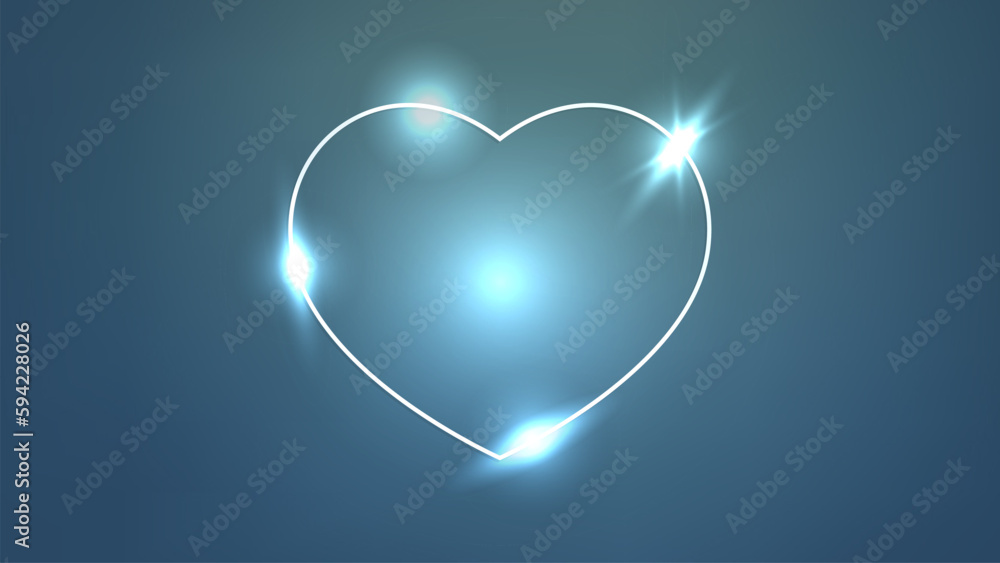 Neon frame in heart form with shining effects Stock Vector | Adobe Stock