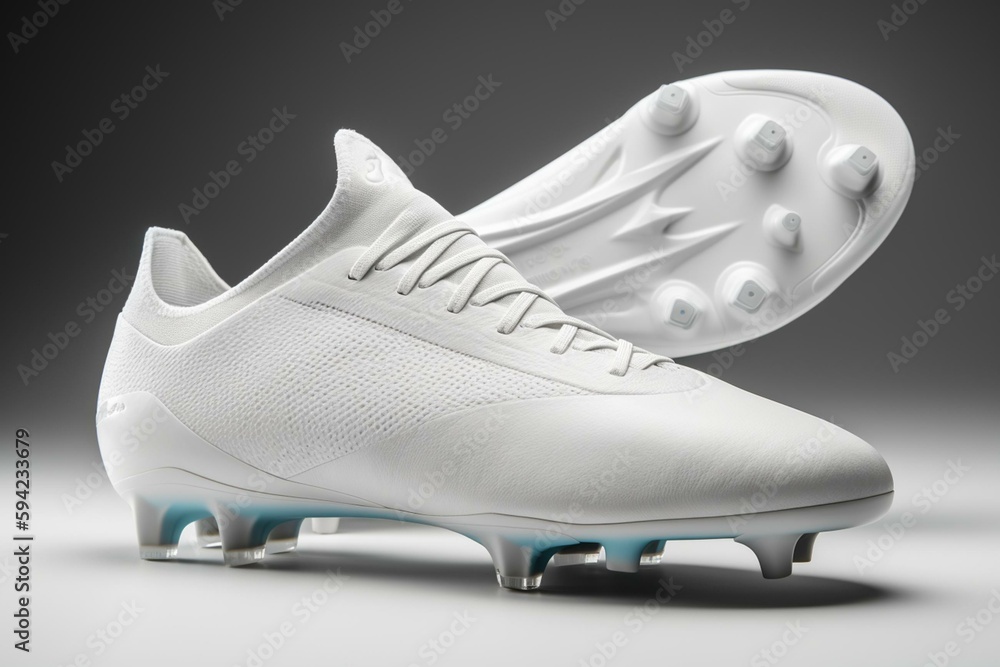 Blank white soccer boot with rubber cleats mockup, different sides ...