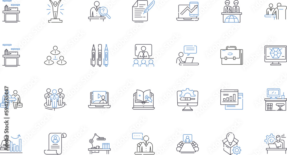 Strategy summit line icons collection. Collaboration, Innovation ...