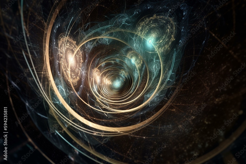 Spacetime Scifi Digital Arts concept, Twist clock time distortion warp ...