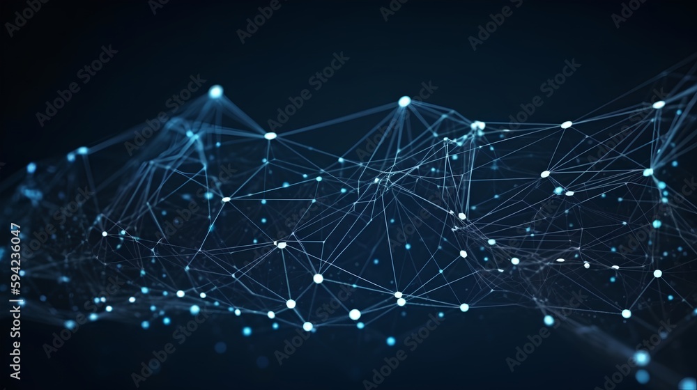Abstract image on a dark background, showcasing interconnected data ...