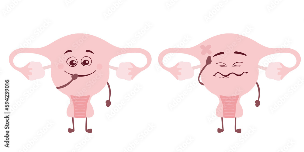 Uterus with appendages ovaries sick and healthy sad and funny ...
