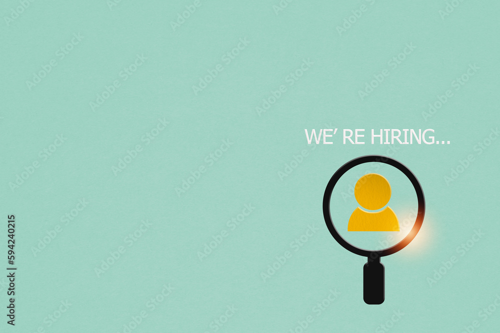 we are hiring background, job vacancy concept, paper cut of man and ...