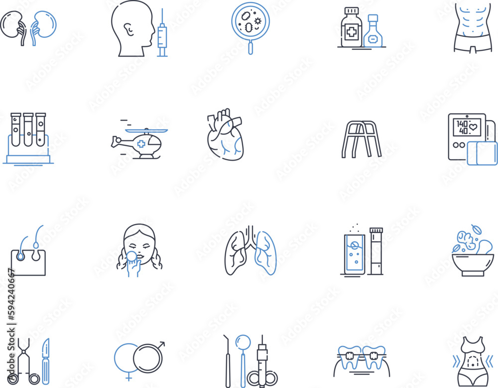 Vektorová grafika „Strength body line icons collection. Power, Muscles ...