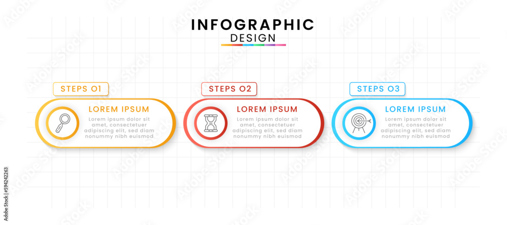 Vetor de Vector Infographic design template modern timeline. 3 options ...