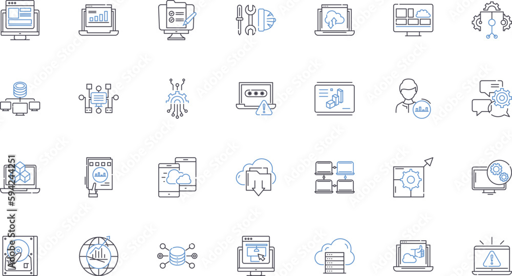 Web Technology Line Icons Collection Html Css Javascript Php Mysql Ajax Jquery Vector And