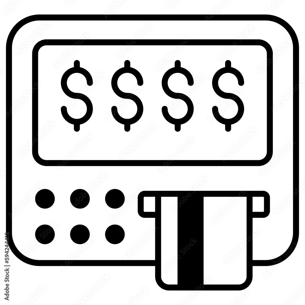 The ATM icon represents a machine that dispenses cash and allows ...