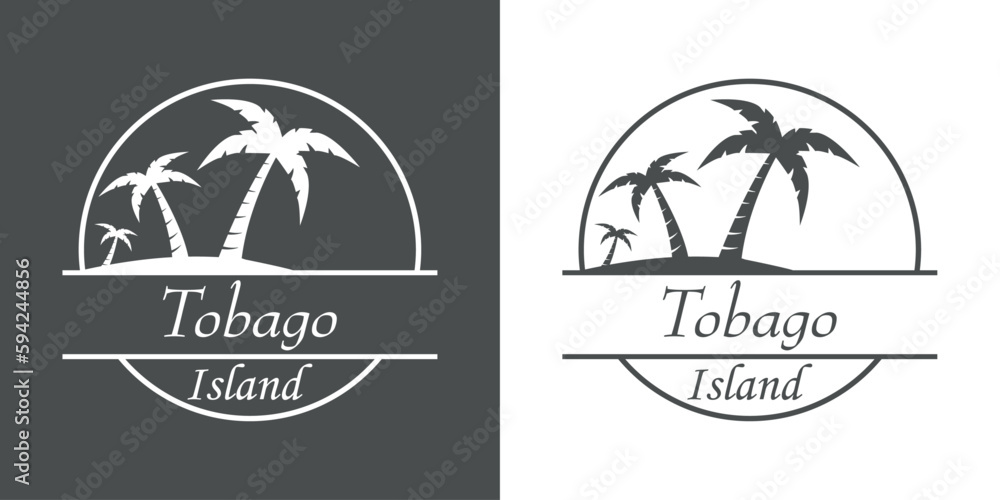 Destino de vacaciones. Logo aislado con texto manuscrito Tobago island ...