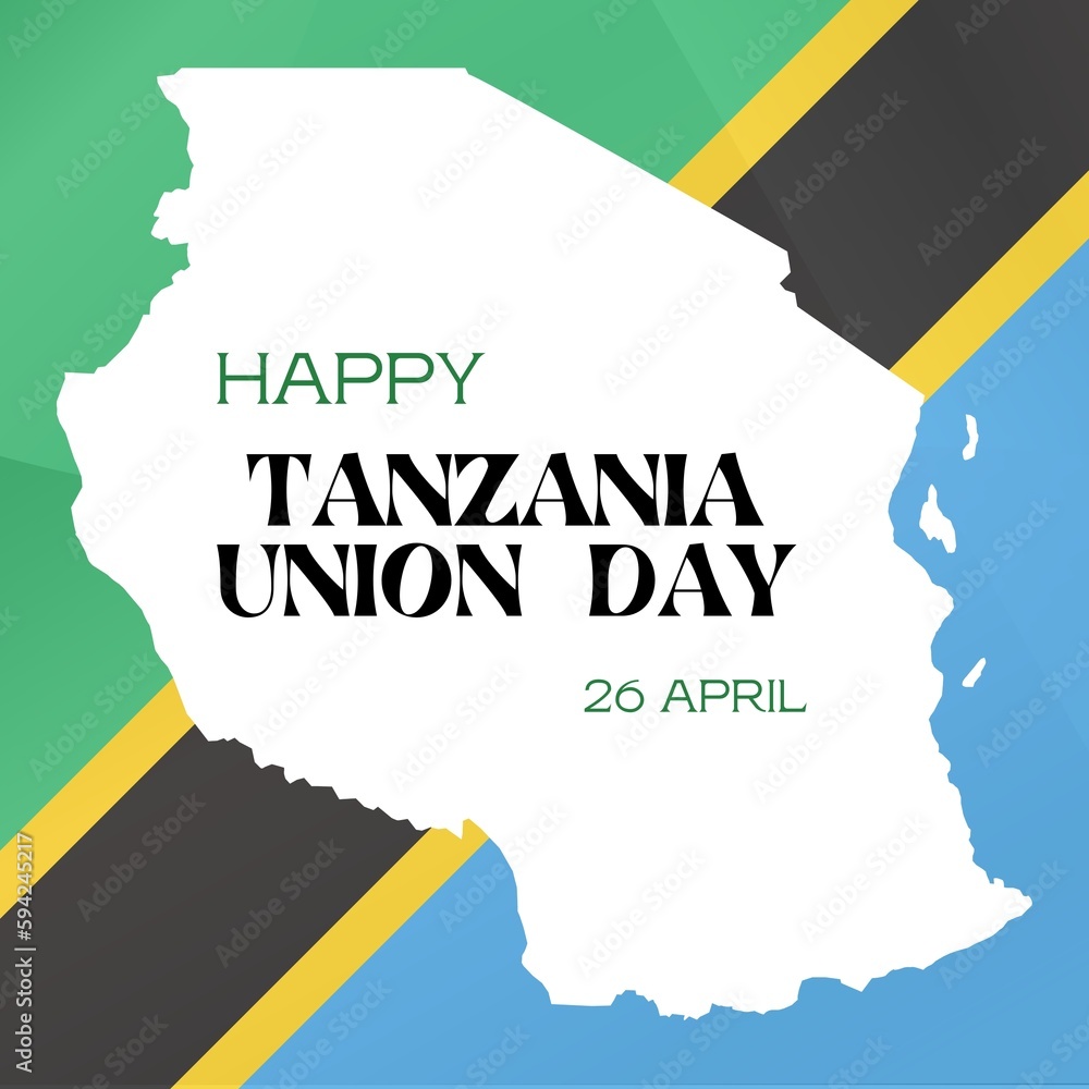Tanzania Union Day, 26 April Celebration Card with Hand Holding ...