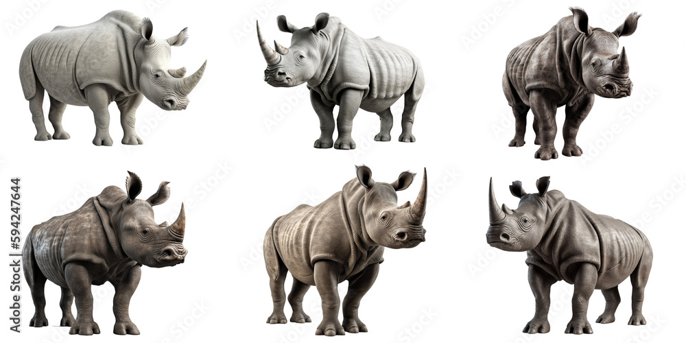 Rhino set over png background created with Ai technology Stock ...