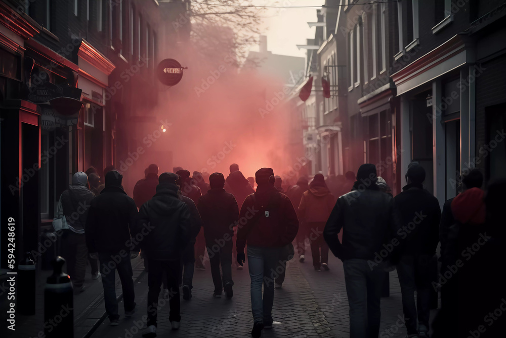 Ultras Hooligans Football Fans Mob masked and black dressed burning ...