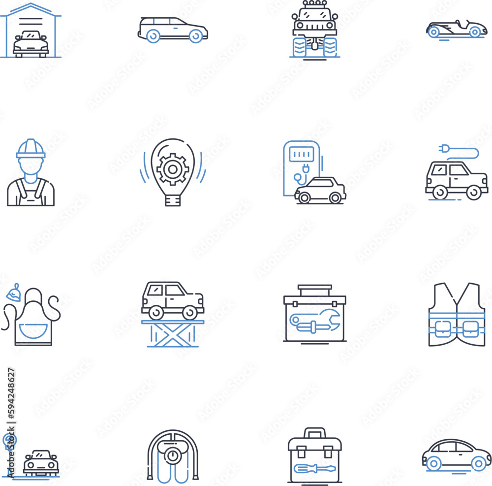 Auto upkeep line icons collection. Maintenance, Service, Repair ...