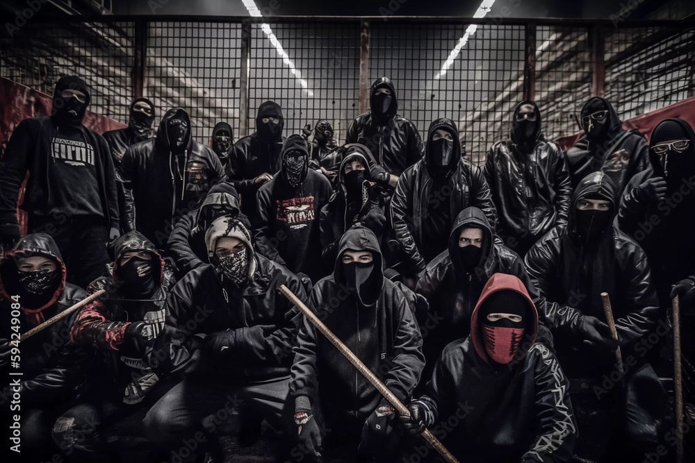 Ultras Hooligans Football Fans Mob masked and black dressed Stock ...