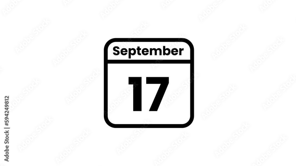 17 September calendar icon animation. Luma matte with transparent ...