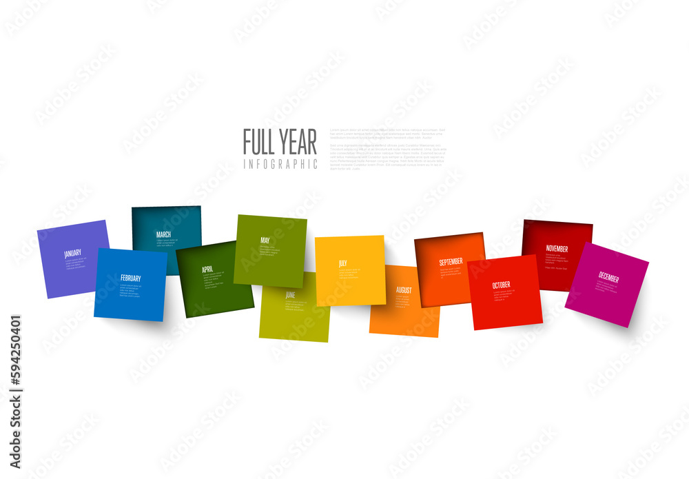 Infographic full year mosaic timeline template made from squares Stock ...