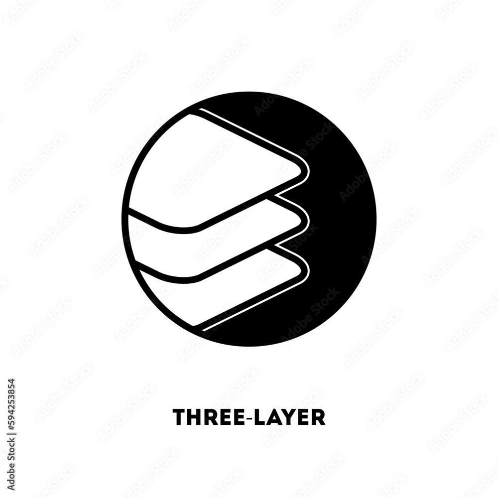 Icon of three layers in a minimal style on a circle shape. Three-layer ...