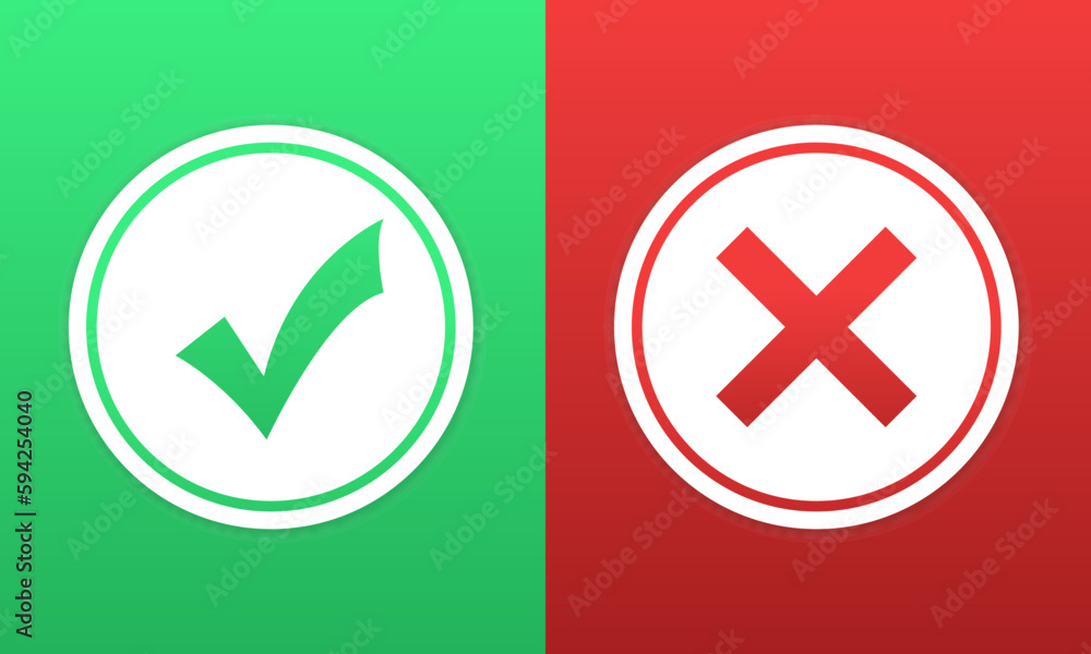 Tick and cross Buttons Labeled Mockup or Modern Devices UI Template ...