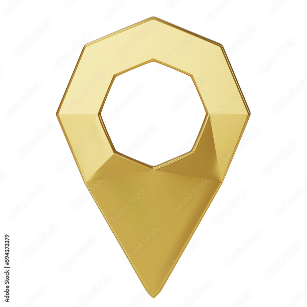 Golden map pointer isolated on background. Gold location pin or ...