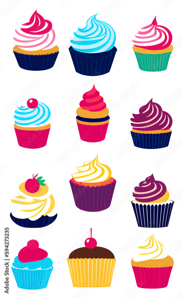 Cupcake vector illustration isolated on white background, cupcake clip ...