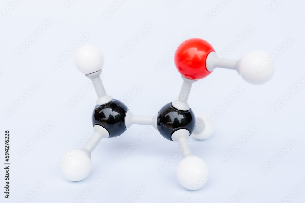 Ethanol molecular structure isolated on white background. Chemical ...