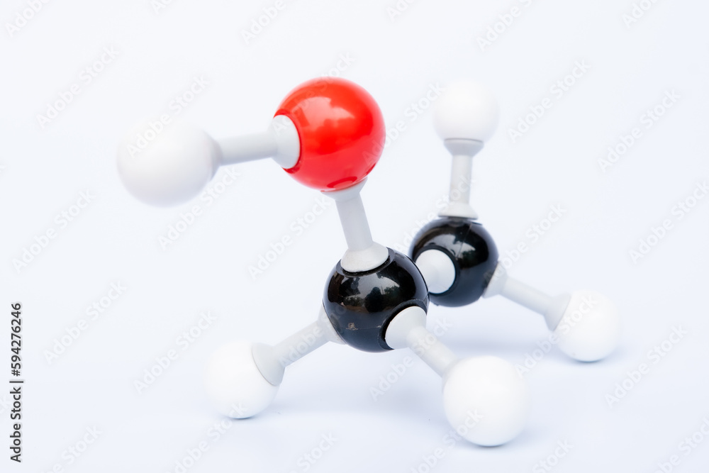 Ethanol molecular structure isolated on white background. Chemical ...