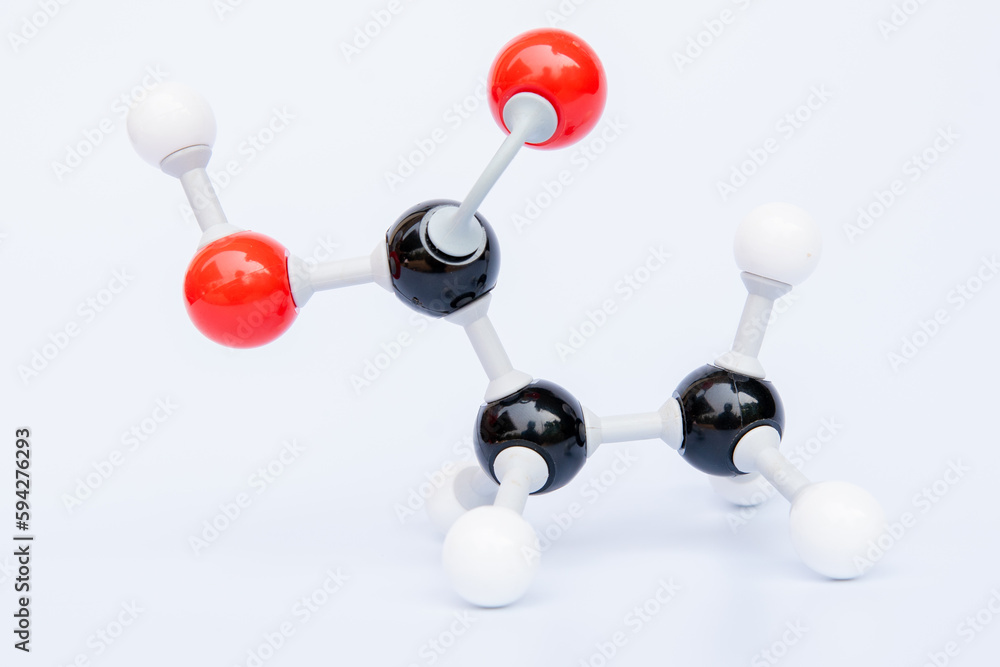 Stockfoto Propanoic acid molecular structure isolated on white background. Chemical formula is ...