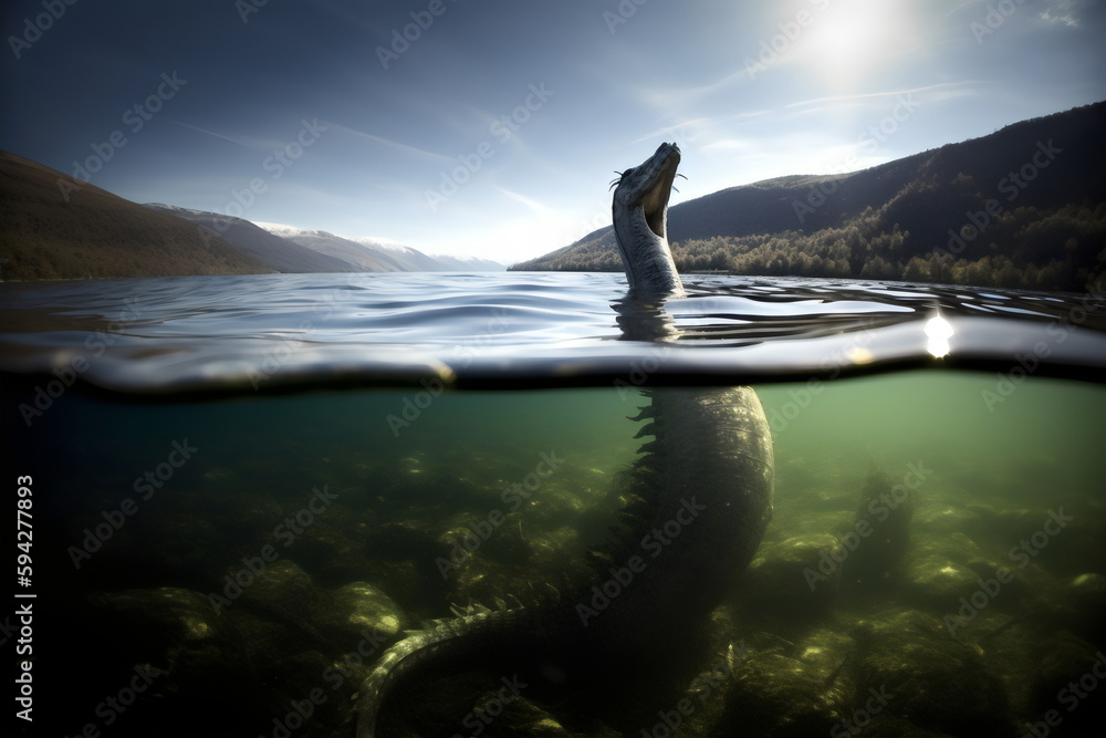 loch ness monster creature underwater in lake caught on camera, made ...