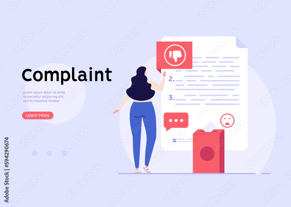 User filling complaint form. Client giving negative feedback at rating ...