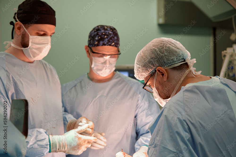 Surgeon face in operating room, stressful operation, surgeon performs ...