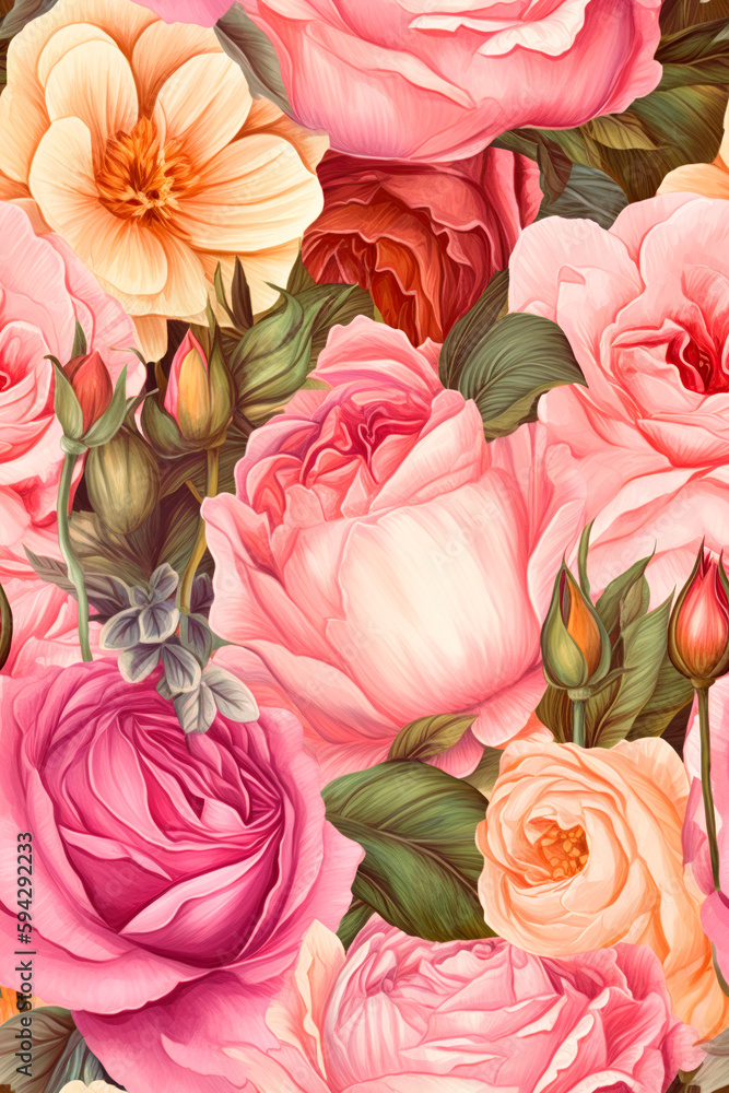 hermosas formas de rosas hermosos colores rosas Stock Illustration ...