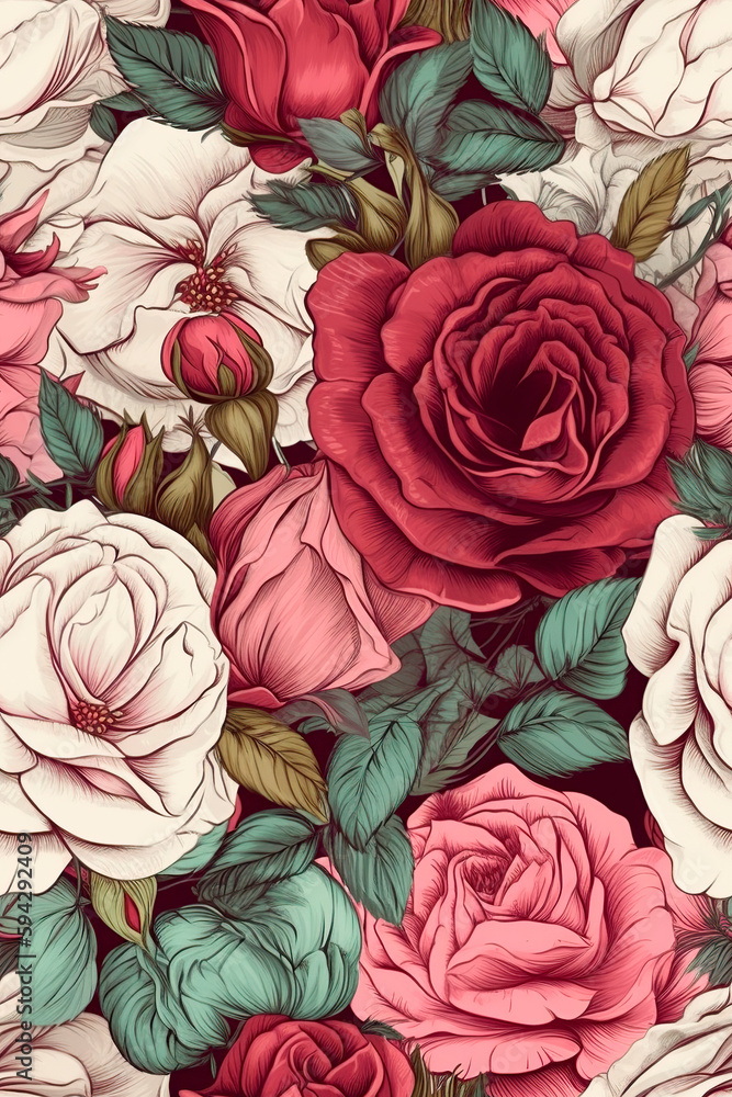 hermosas formas de rosas hermosos colores rosas Stock Illustration ...
