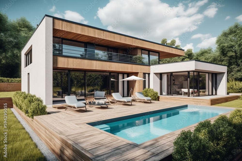 Design house - modern villa with open plan living and private bedroom ...