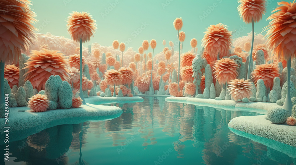 Beautiful 3d landscape for virtual background. Generative AI. Stock ...