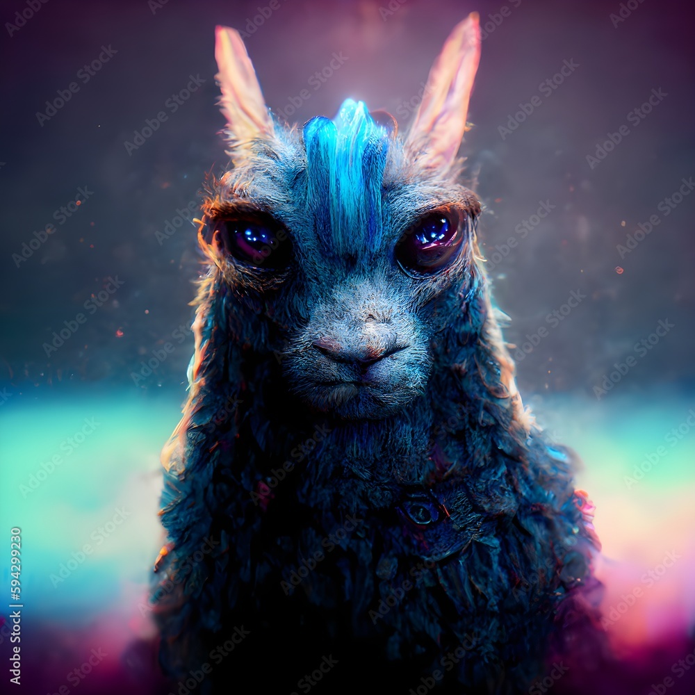 vulcan llama galaxy background portrait cinematic lighting extremely ...