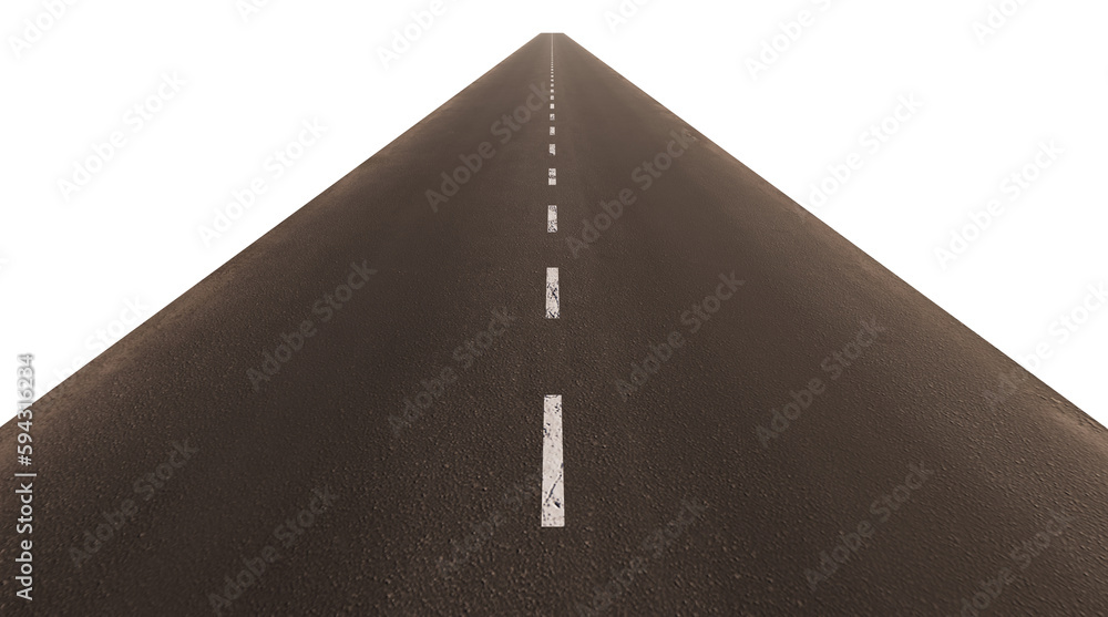 Empty asphalt road two lanes in PNG isolated on transparent background ...