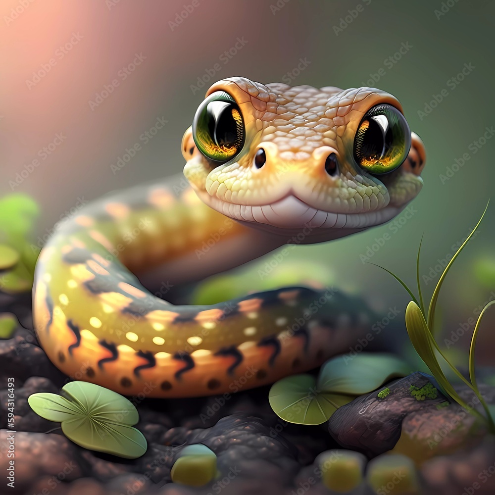 ภาพประกอบสต็อก Snake baby, Background Concept, artwork and digital art ...