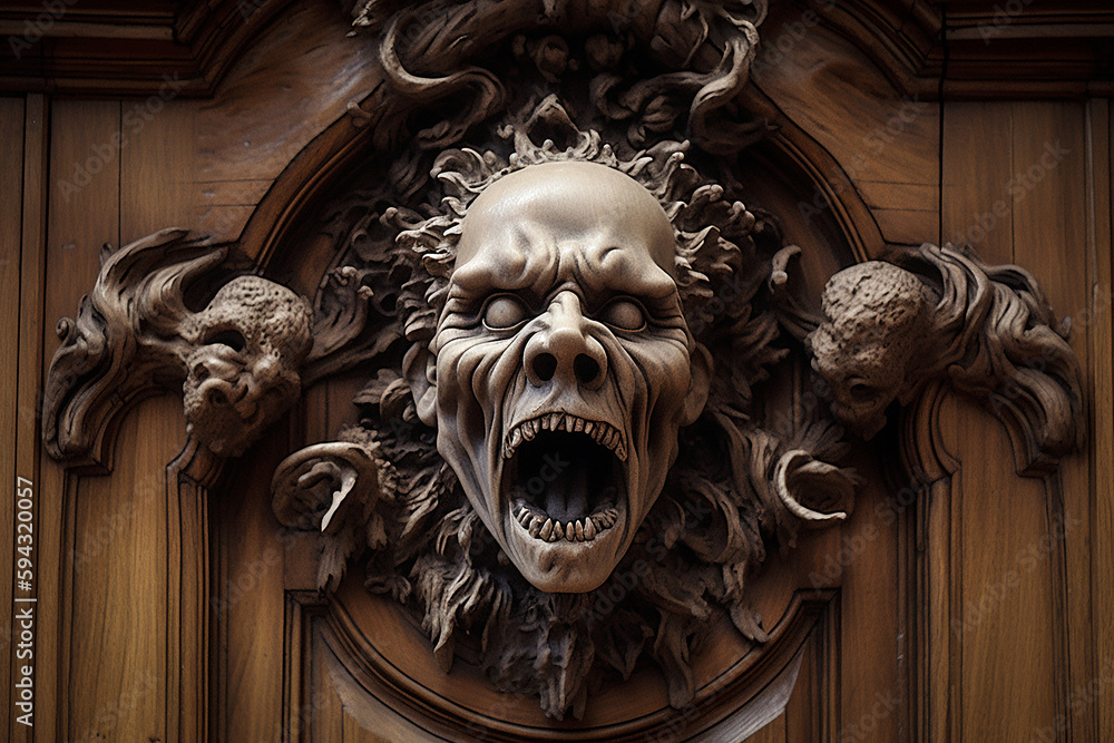 Death's Door. Generative AI. A digital painting of a death's head on an ...