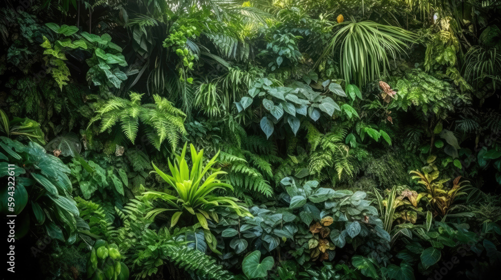 mur de végétation luxuriante, tropicale, de la forêt primaire d ...