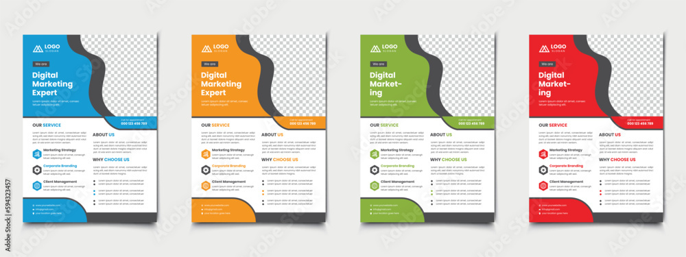 a bundle of 4 templates of a4 flyer, vector illustration template in A4 ...